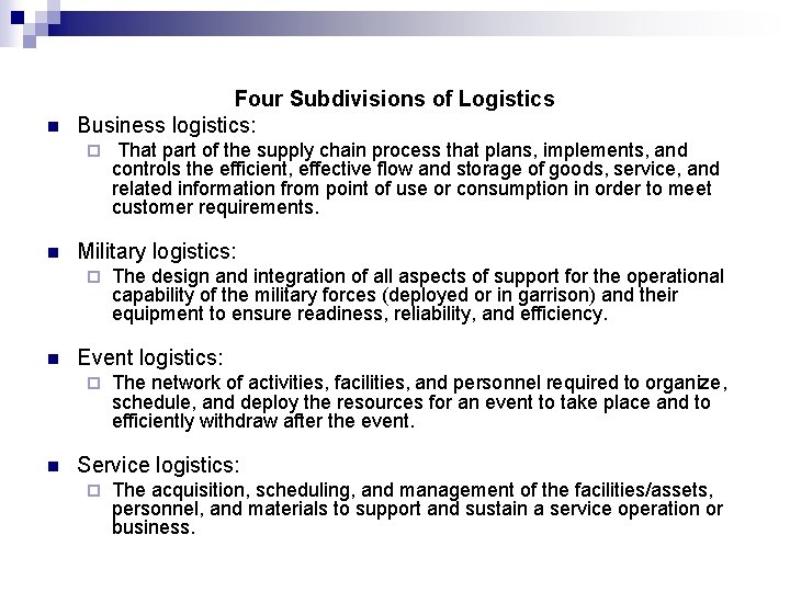 Chapter 2 Role of Logistics in Supply Chains