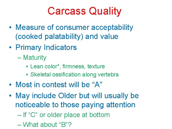Beef Carcass and Primal Cuts Placing Why Meats