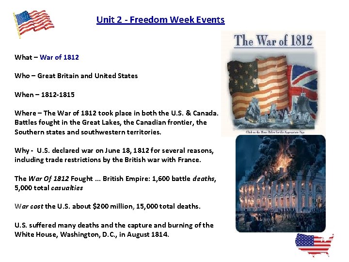 U S HISTORY UNIT 2 CELEBRATION OF FREEDOM