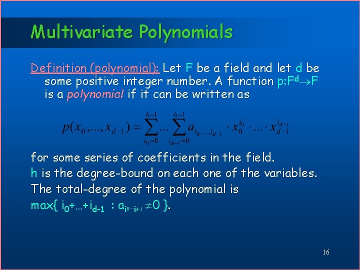 1 Overview Some basic math l Error correcting