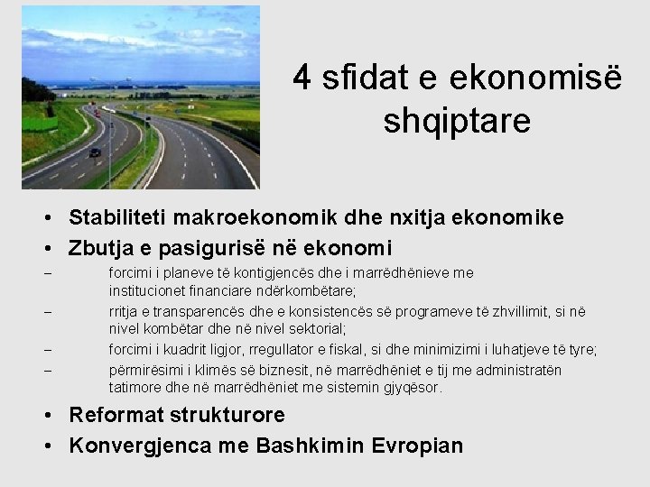 EKONOMIA SHQIPTARE SFIDAT DHE ZHVILLIMI EKONOMIK PERMBAJTJA I