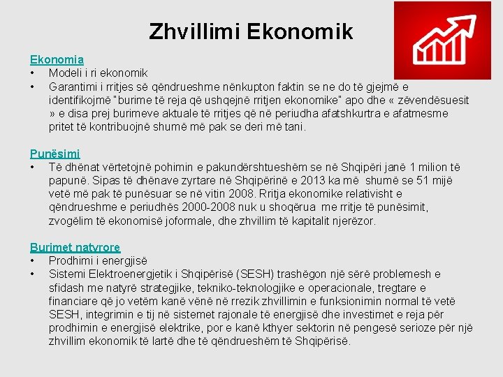 EKONOMIA SHQIPTARE SFIDAT DHE ZHVILLIMI EKONOMIK PERMBAJTJA I