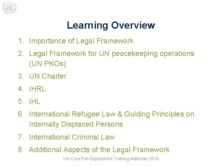 Module 1 An Overview of United Nations Peacekeeping