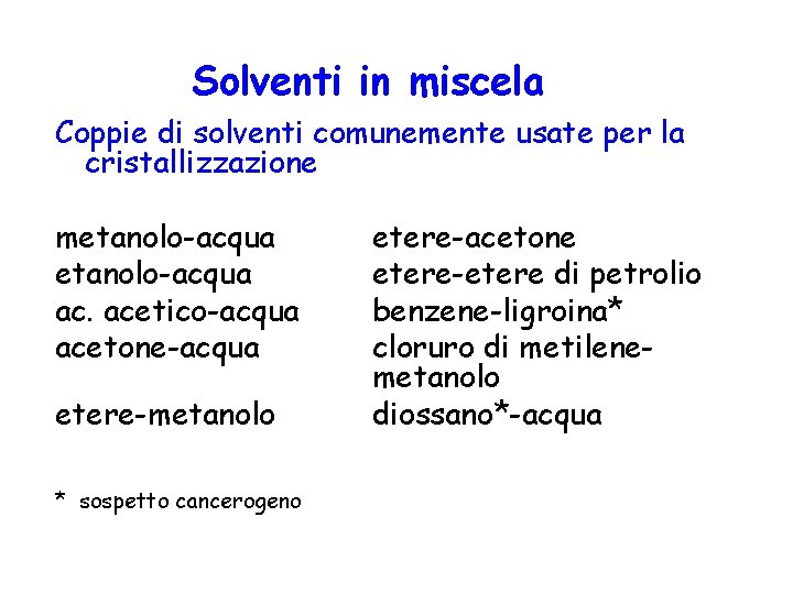 METODI DI PURIFICAZIONE E SEPARAZIONE Sostanza pura Sottoposta