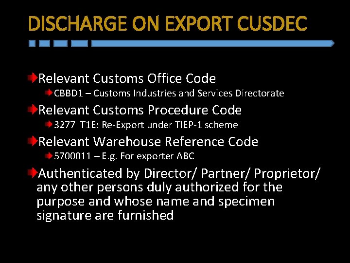 TIEPI SCHEME TEMPORARY IMPORT FOR EXPORT PROCESSING I