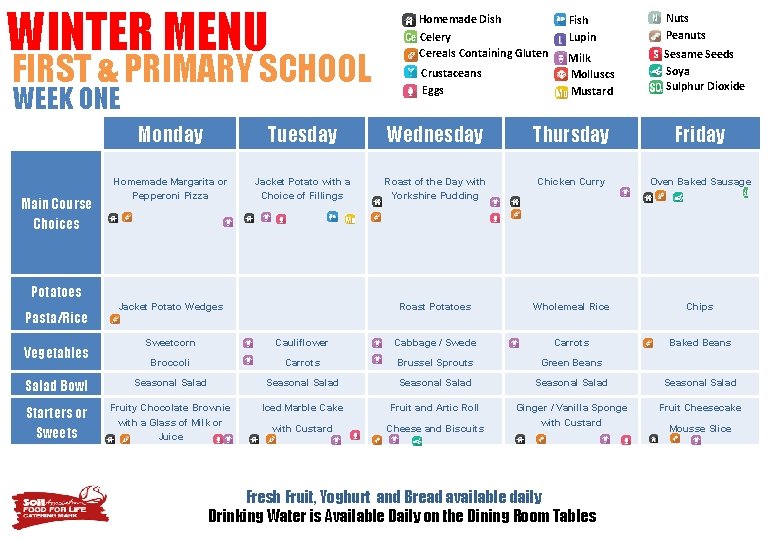 WINTER MENU Homemade Dish FIRST PRIMARY SCHOOL WEEK