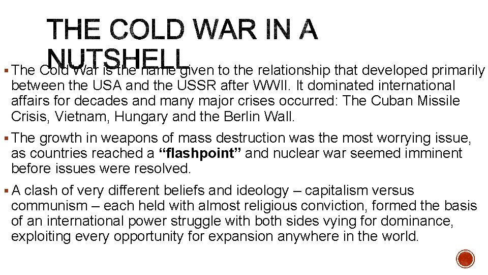History 3201 The Cold War is the name