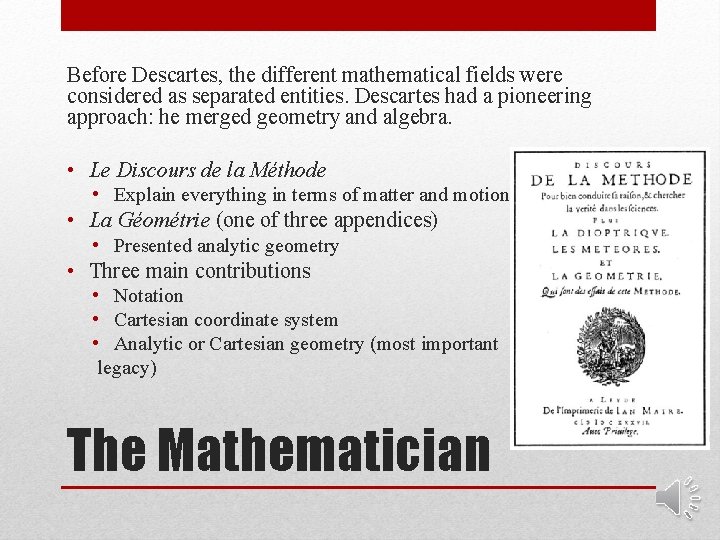 Ren Descartes His mathematical legacy By Nicolas Synnott