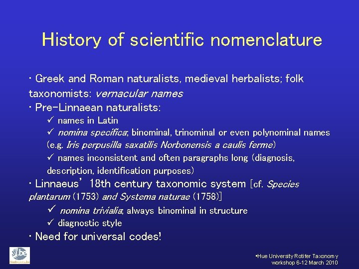 Introduction to Scientific Nomenclature Hendrik Segers Belgian Platform