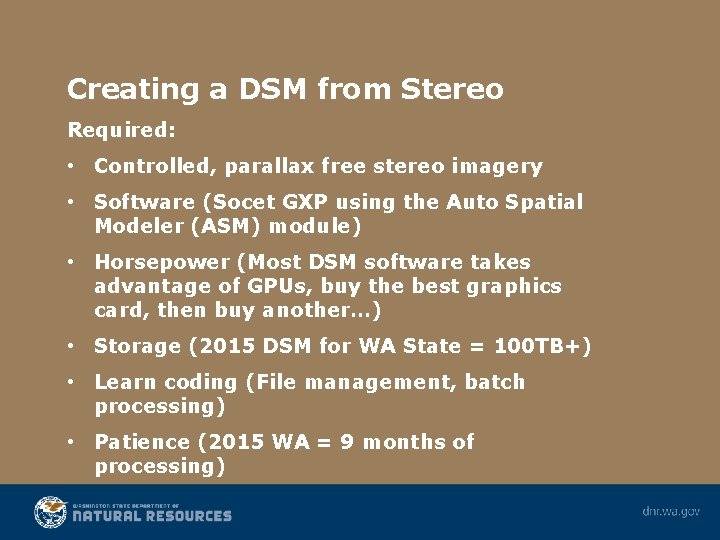 Digital Surface Modeling Using Stereo Imagery Caleb Maki
