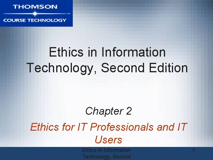 Ethics in Information Technology Second Edition Chapter 2