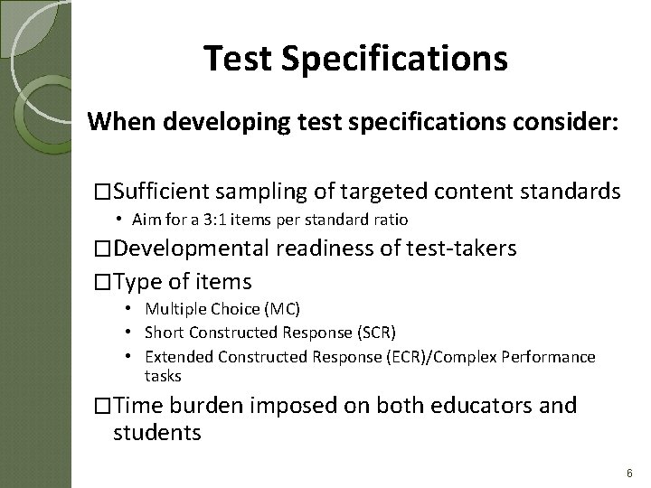 Assessment Literacy Series Module 2 Test Specifications Blueprints