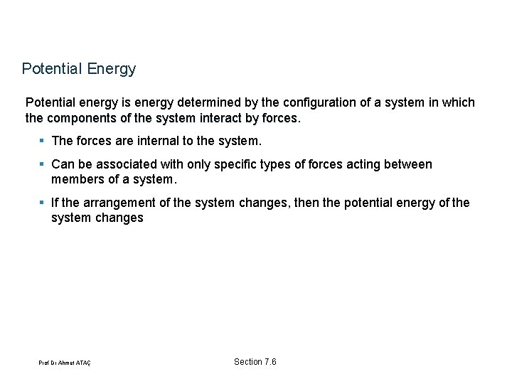 Chapter 8 Potential Energy and Conservation of Energy
