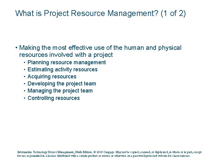 Chapter 9 Project Resource Management Information Technology Project