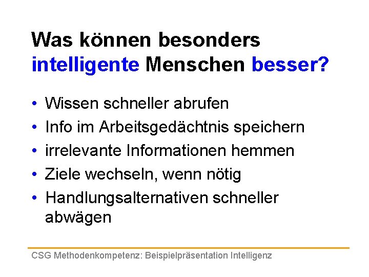CSG Methodenkompetenz BeispielPrsentation Intelligenz CSG ...