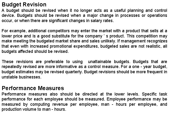 Strategic Planning and Budgeting Process Preparation and Control