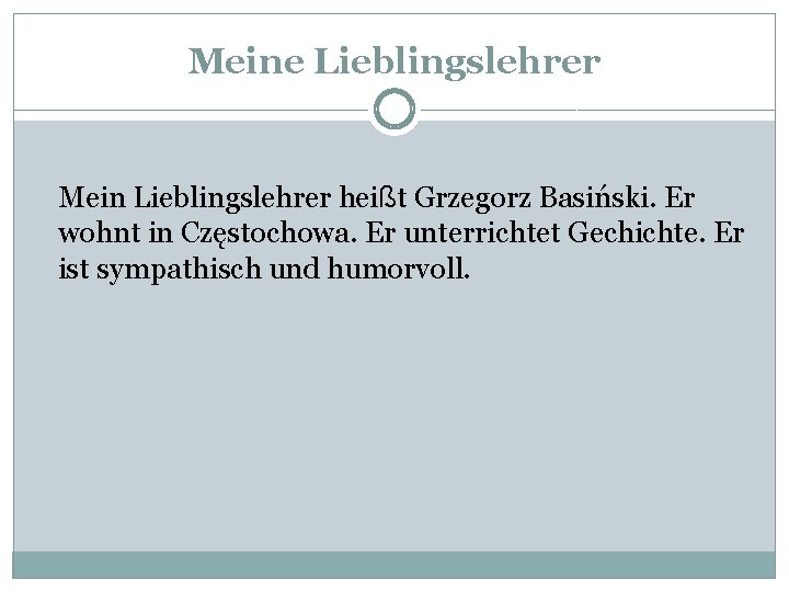 Meine Schule Wiktor Stasiak 1 Klasse Beschreibung der