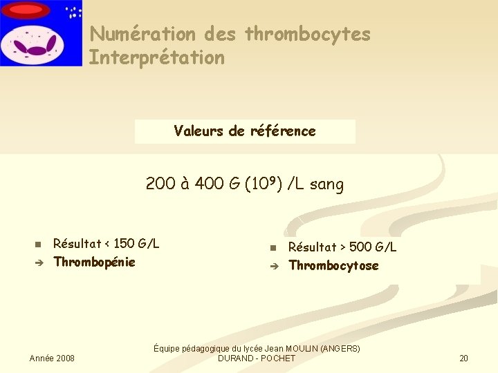 Dnombrement ou numration manuelle des cellules sanguines Dilution