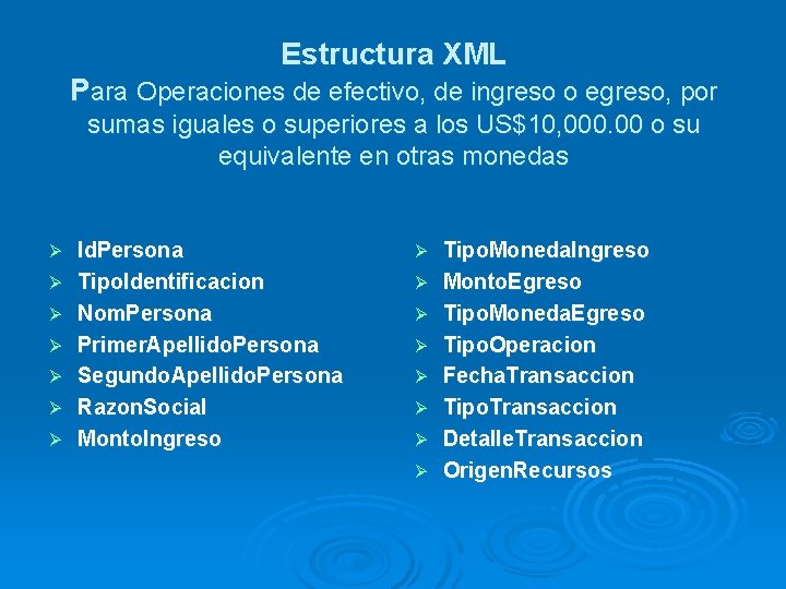 ESTRUCTURA DE XML DE SICVECA SISTEMA DE CAPTURA