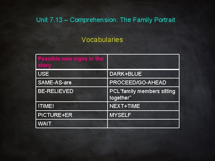 ASL Class 62215 Unit 7 13 Comprehension The