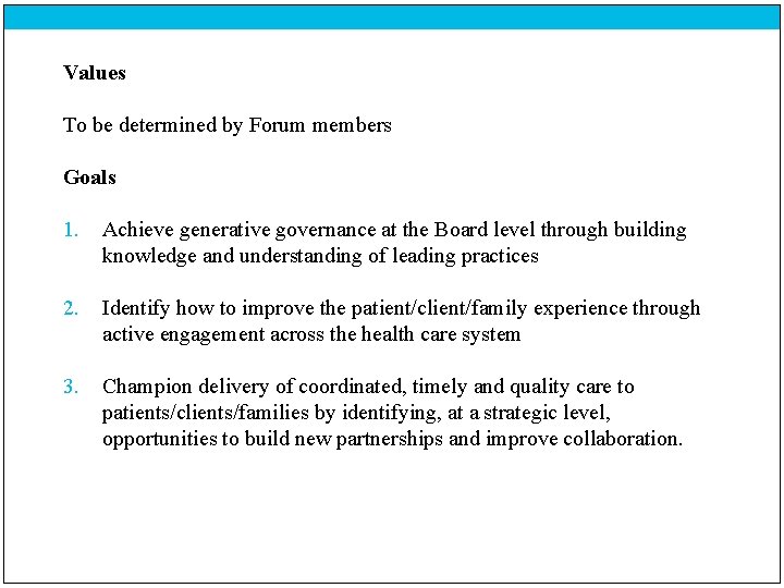 COLLABORATIVE GOVERNANCE SubRegion Forums Draft Terms of Reference