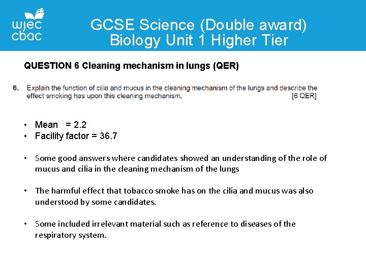 Feedback on GCSE Science double award Biology 2019