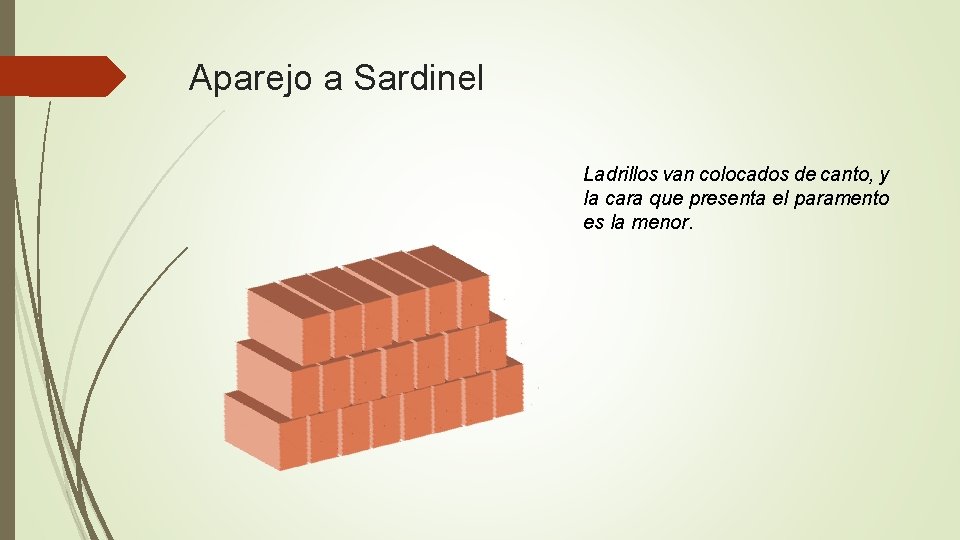 Aparejo con ladrillos apoyados en su cara mayor