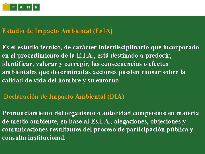 Evaluacin de Impacto Ambiental EIA Conceptos Generales La