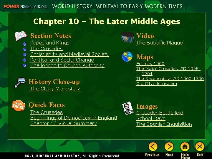 Chapter 10 The Later Middle Ages Section Notes