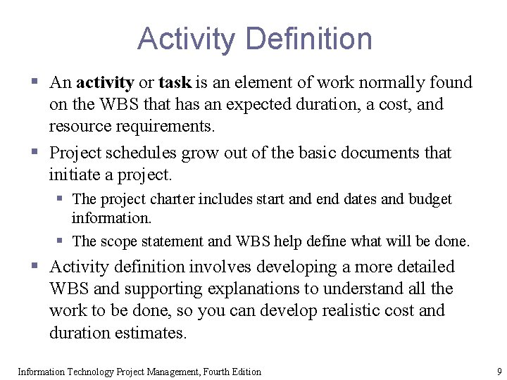 Chapter 6 Project Time Management Information Technology Project