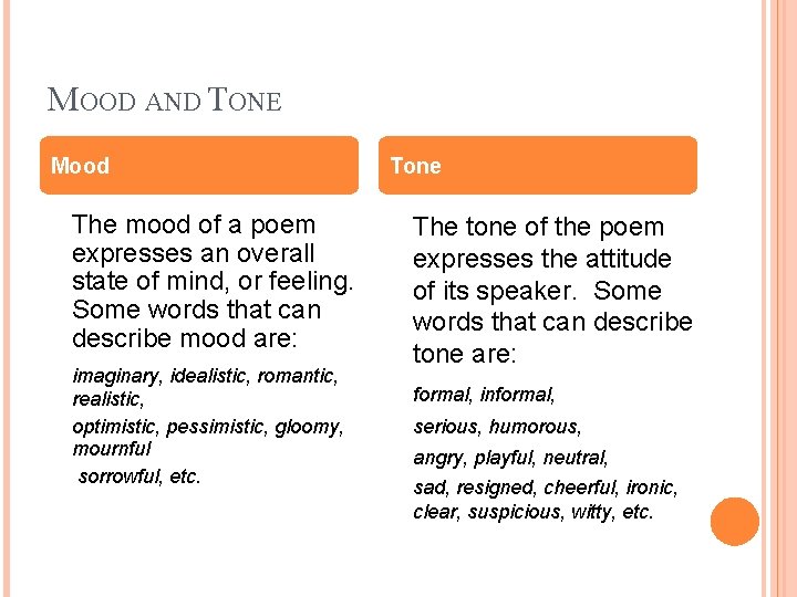 ELEMENTS OF POETRY An Introduction for 4 th