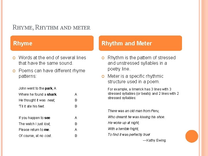 ELEMENTS OF POETRY An Introduction for 4 th