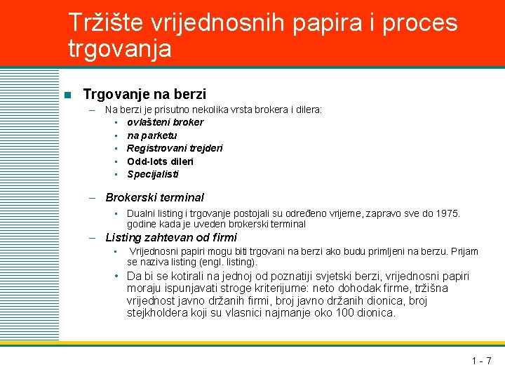 Trite vrijednosnih papira i proces trgovanja GLAVA 2