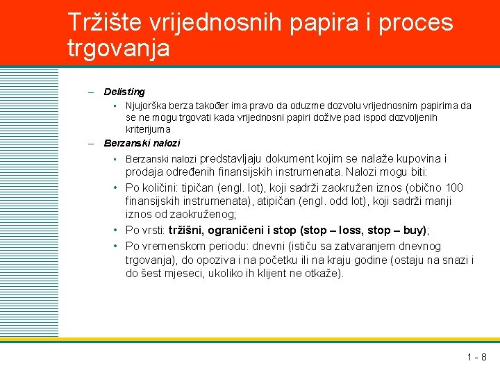 Trite vrijednosnih papira i proces trgovanja GLAVA 2