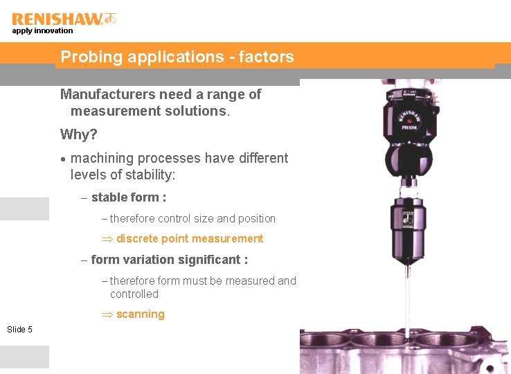 apply innovation Renishaw touchtrigger probing technology Rugged and