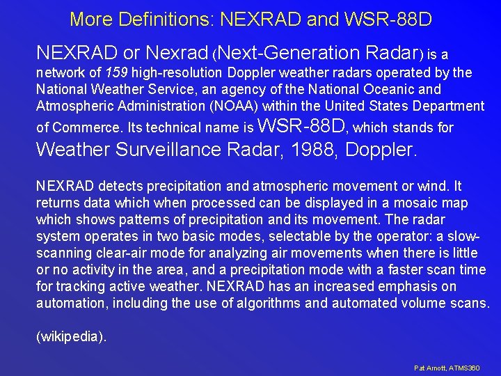 Radar Meteorology Purpose 1 Explain the basic principles