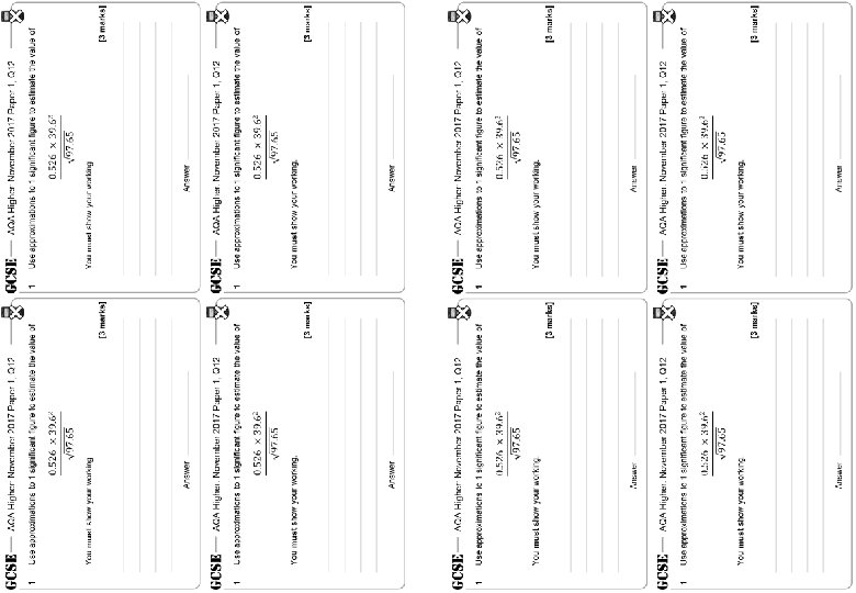 Approximating Calculations Higher GCSE Questions AQA These questions