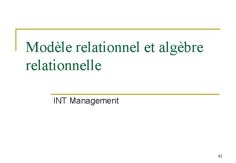 Modle relationnel et algbre relationnelle INT Management 62