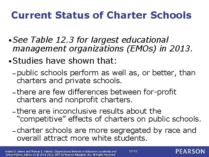 CHAPTER 12 School Reform Organizational Behavior in Education