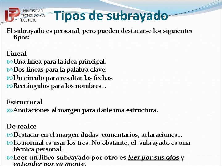 EL SUBRAYADO Y LA TOMA DE APUNTES EL