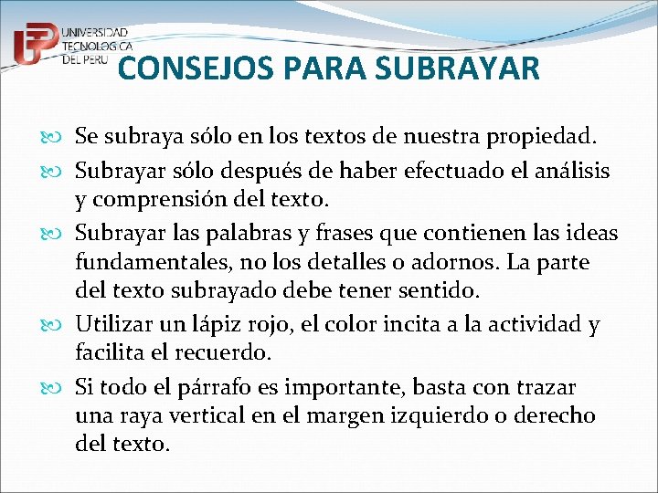 EL SUBRAYADO Y LA TOMA DE APUNTES EL