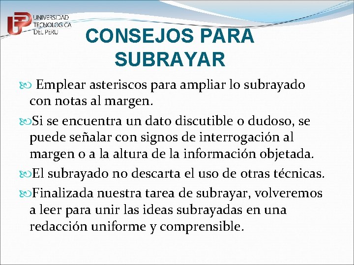 EL SUBRAYADO Y LA TOMA DE APUNTES EL