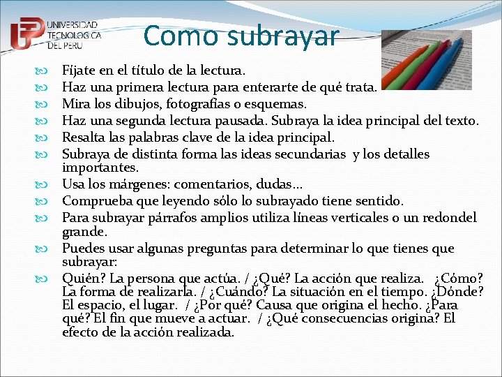 EL SUBRAYADO Y LA TOMA DE APUNTES EL