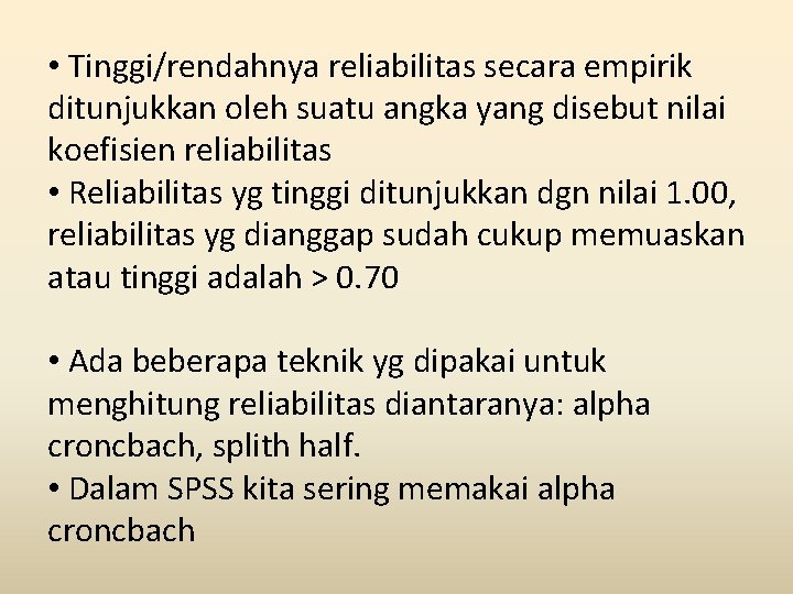 UJI VALIDITAS DAN RELIABILITAS KONSEP DASAR PENGOLAHAN DAN