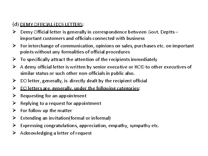 COMMUNICATIONS DRAFTING OF DIFFERENT TYPES OF LETTERS Exchange