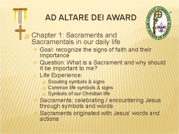 2009 AD ALTARE DEI RELIGIOUS AWARD TRAINING Catholic