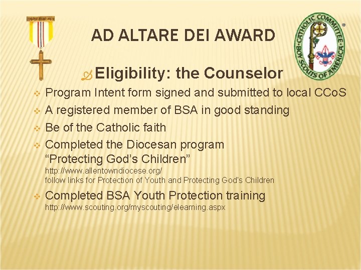 2009 AD ALTARE DEI RELIGIOUS AWARD TRAINING Catholic
