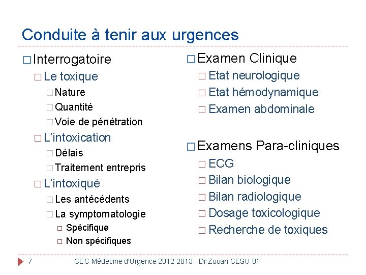 Intoxications Mdicamenteuses du domicile aux urgences Dr Zouari
