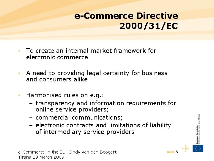 eCommerce in the EU Directive 200031EC Cindy van