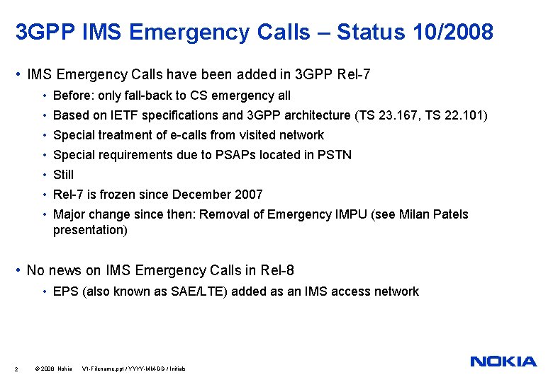 3 GPP IMS Emergency Calls Stage 3 Update
